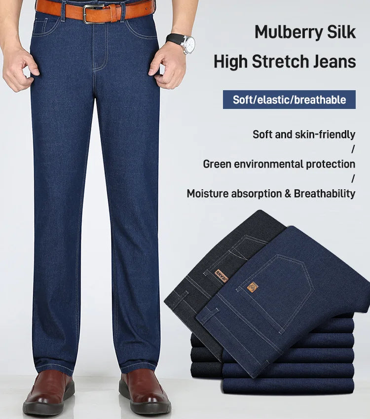 Mulberry Silk High Elastic Jeans Spainho