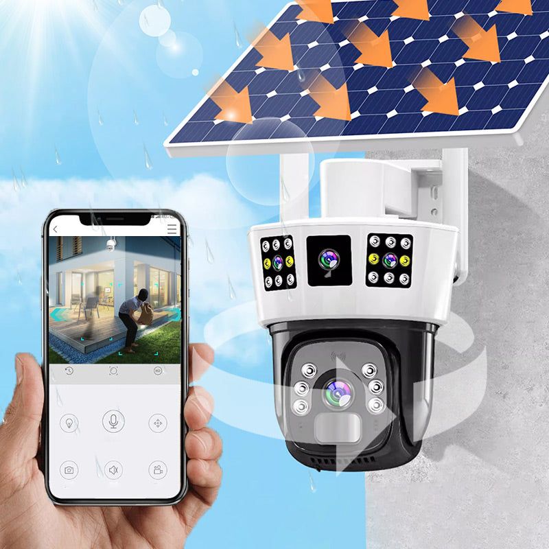 ⭕360° Smart Solar Surveillance Camera with Three-screen Monitoring ...