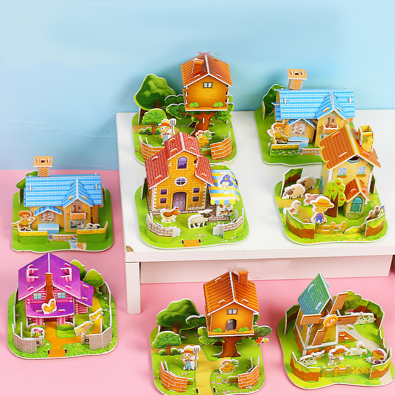 10 PCS 3D House Puzzles for Kids – spainho
